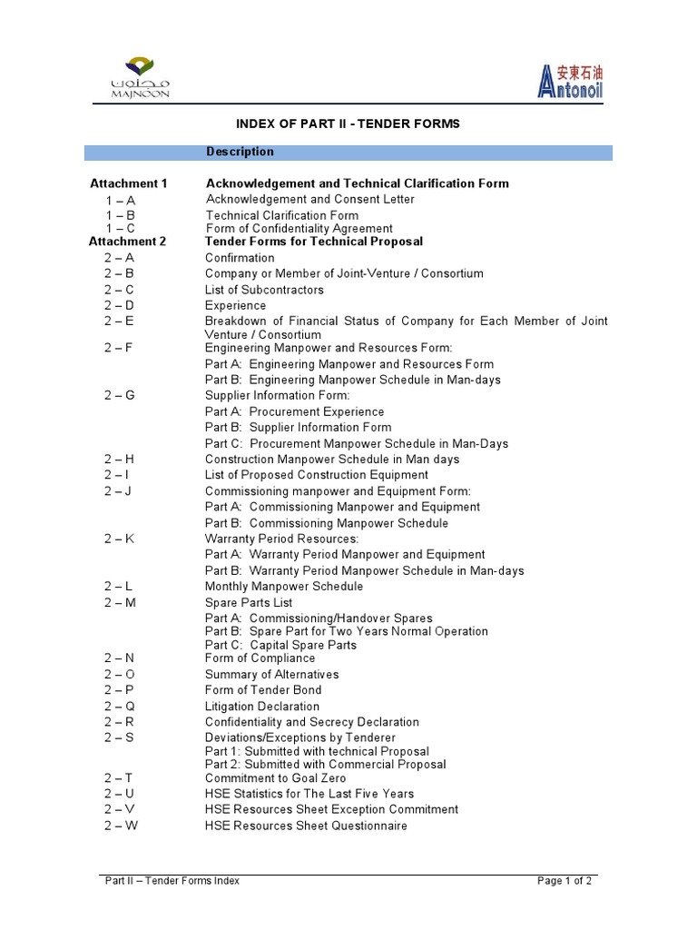 Description Attachment 1 Acknowledgement and Technical Clarification ...