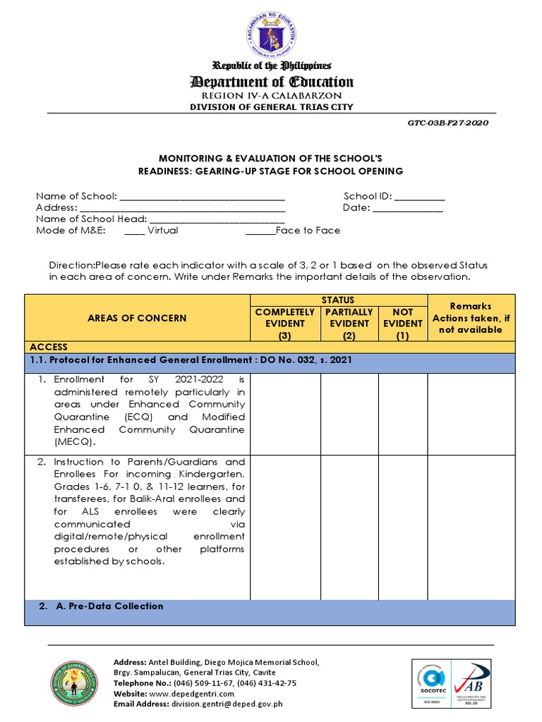 Obe Opening of Classes Monitoring Tool Sy 2021 2022 | PDF | Learning ...