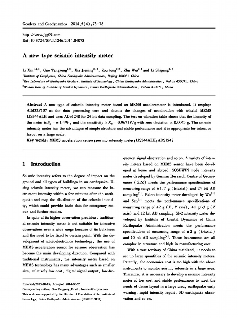 A New Type Seismic Intensity Meter | PDF | Amplitude | Seismology