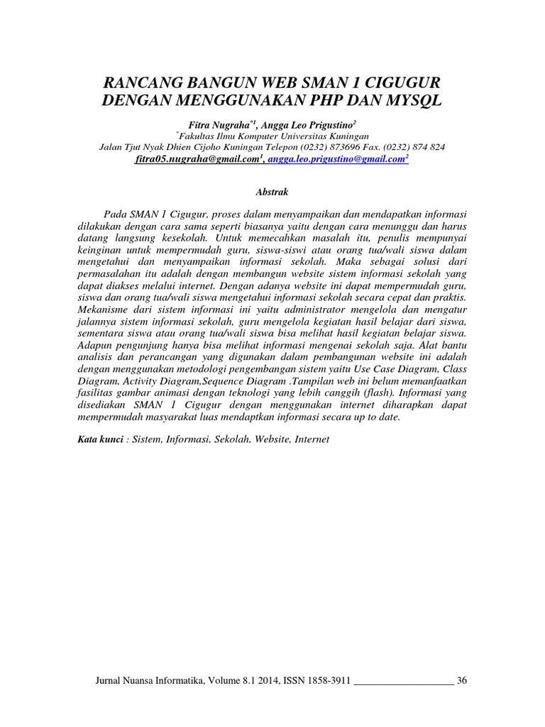 Jurnal - Rancang Bangun Web Sman 1 Cigugur Dengan Menggunakan PHP Dan ...