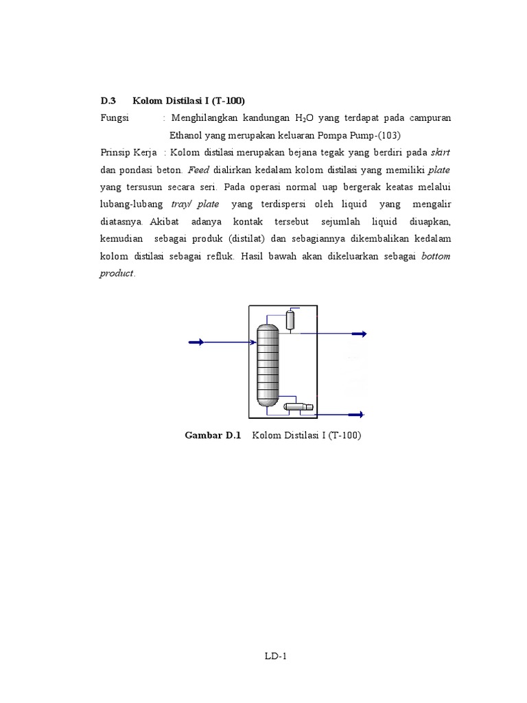 Spesifikasi dan Desain Kolom Distilasi T-100 | PDF | Metode & Bahan ...