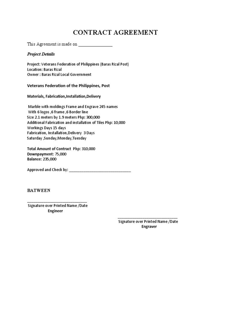 Veterans Federation Contract Agreement | PDF