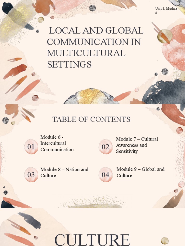 Local and Global Communication in Multicultural Settings: Unit 3, Module 6 | PDF | Cross ...