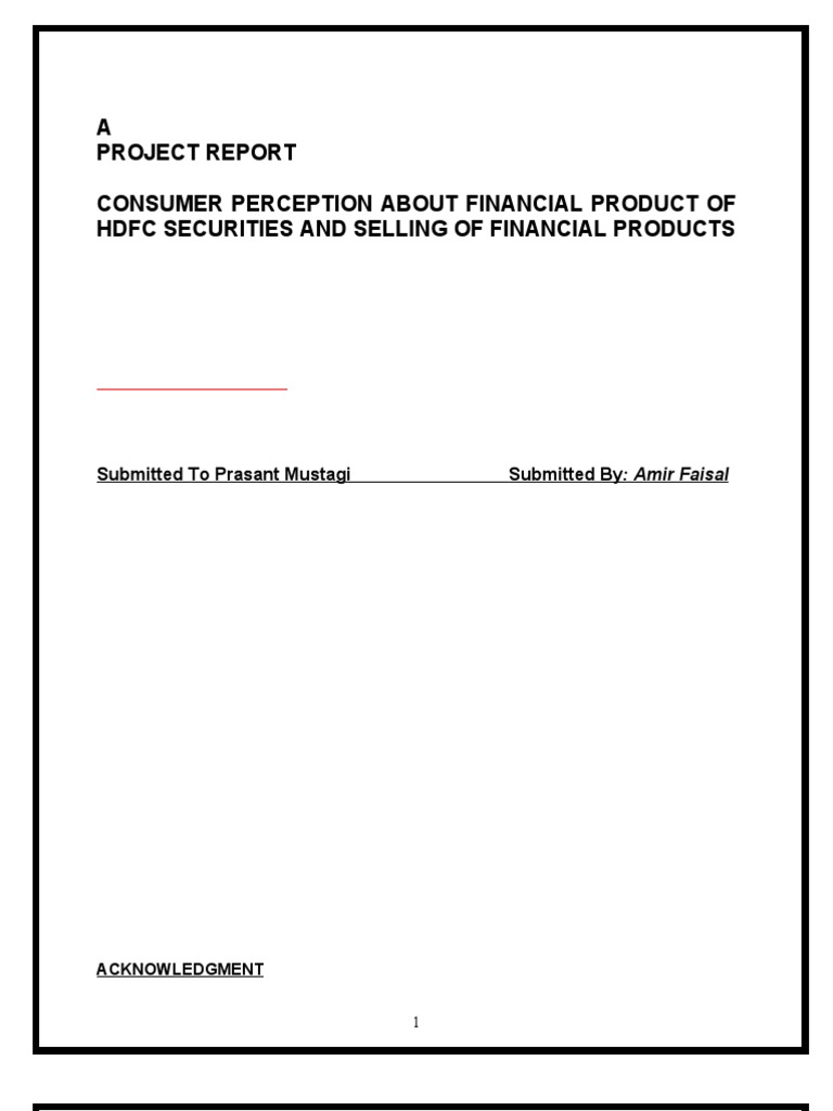 A Project Report Consumer Perception About Financial Product of HDFC ...
