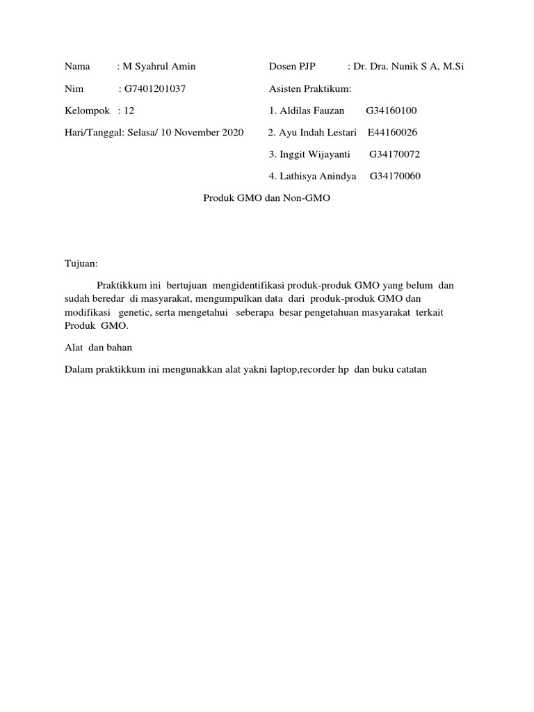 G7401201037 - M Syahrul Amin - GMO Dan non-GMO | PDF