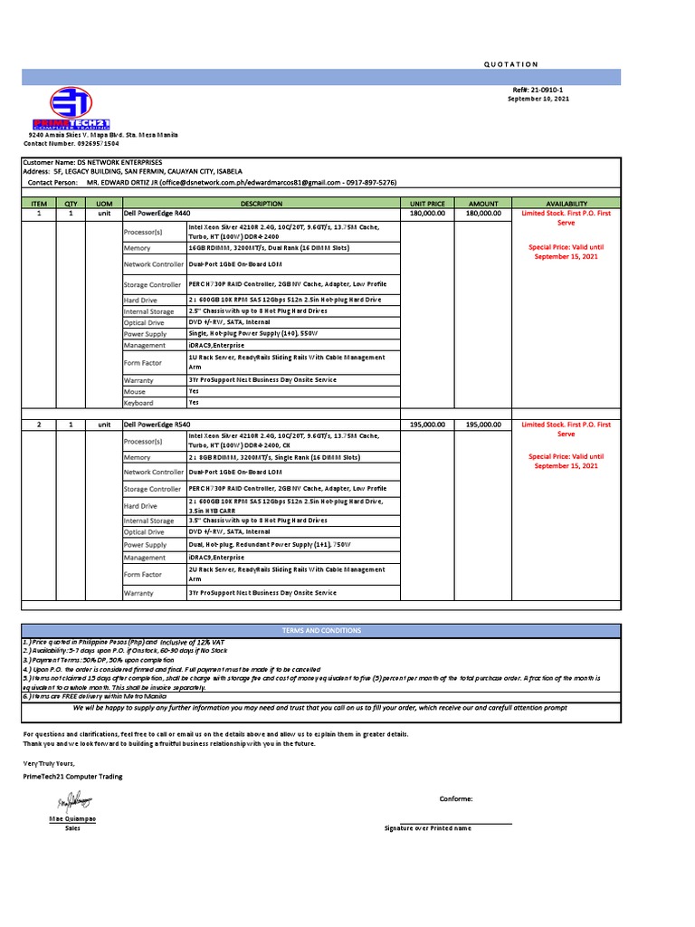 Server Quotation for DS Network | PDF | Hard Disk Drive | Computer Data ...