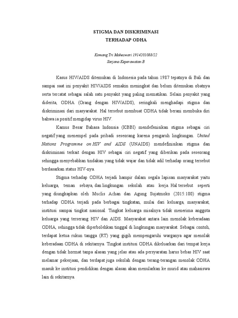 Stigma Dan Diskriminasi Terhadap ODHA | PDF