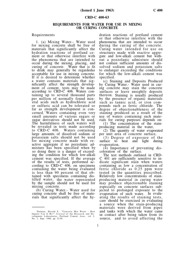 CRD c400 | PDF | Concrete | Water