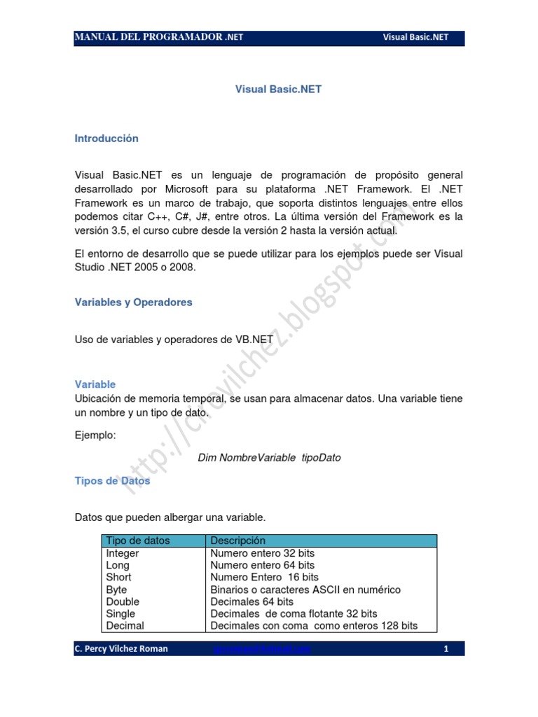 Manual Visual Basic NET | PDF | .NET Framework | Básico