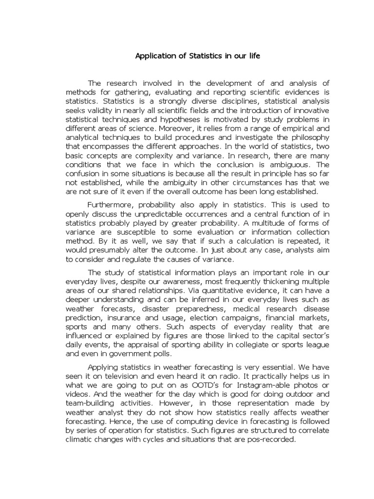 Application of Statistics in Everyday Life | PDF | Statistics | Cognition