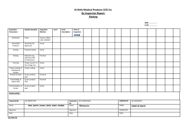 Inspection Report For Packing | PDF