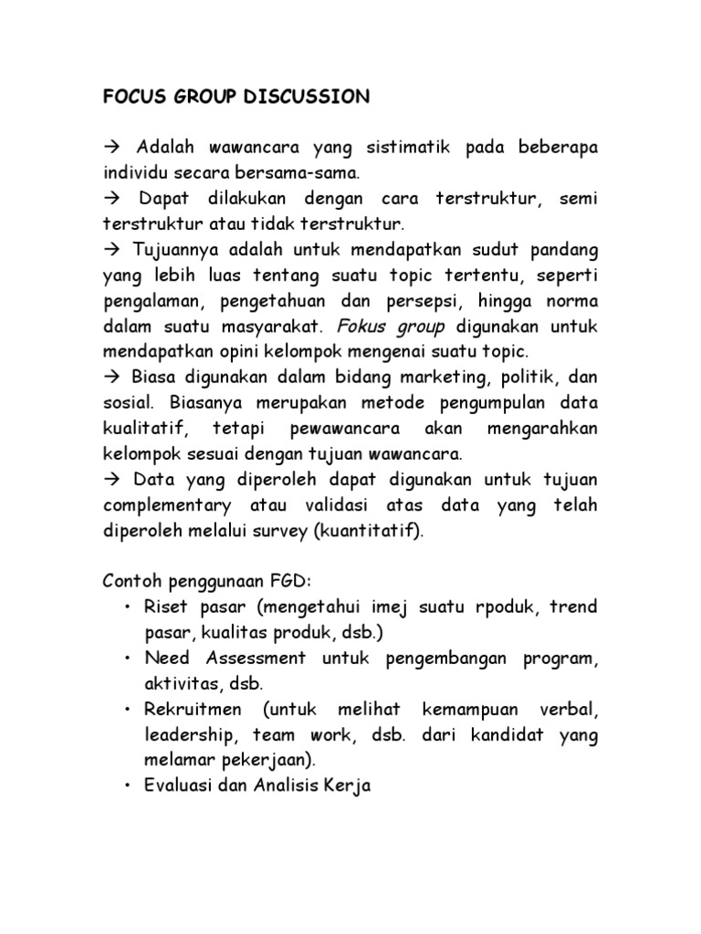 Focus Group Discussion | PDF