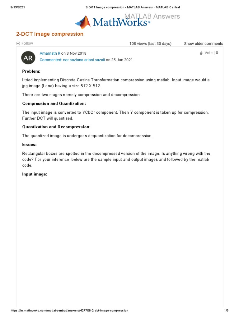 2-DCT Image Compression - MATLAB Answers - MATLAB Central | PDF | Data ...