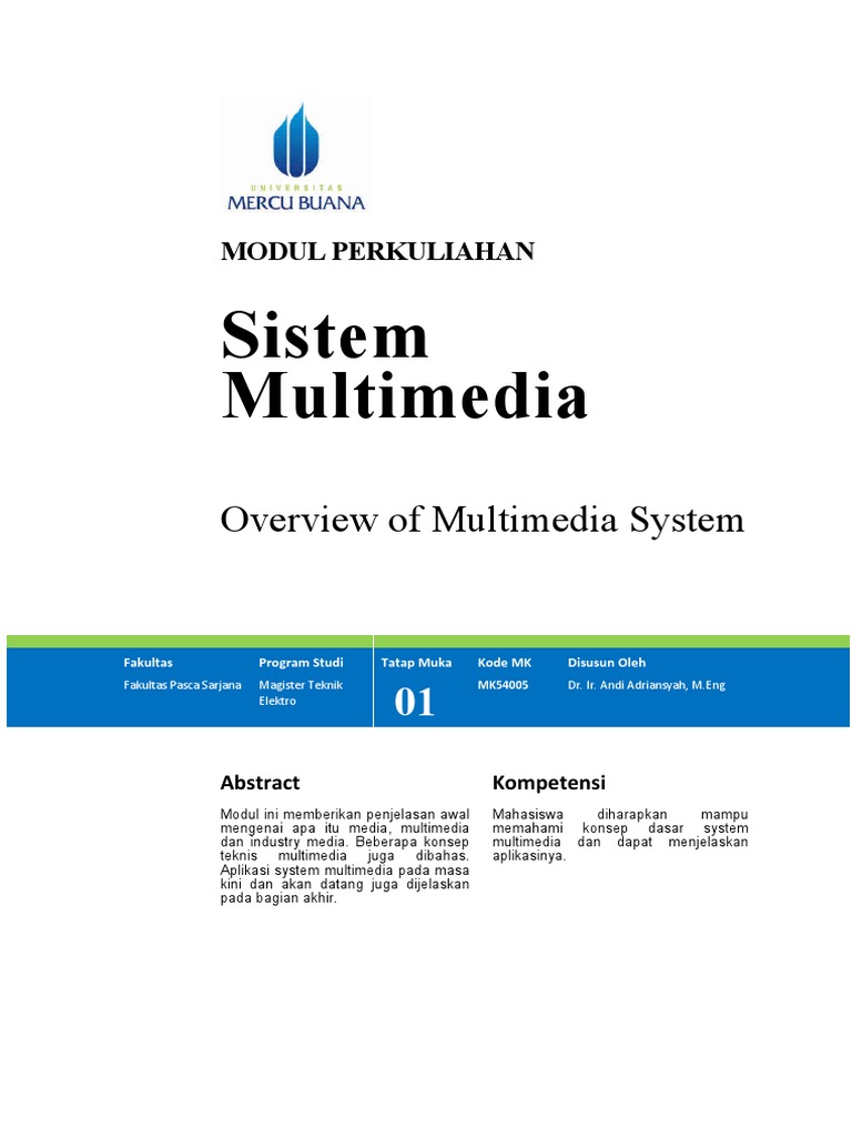 01 Sistem Multimedia Overview of Multimedia System | PDF