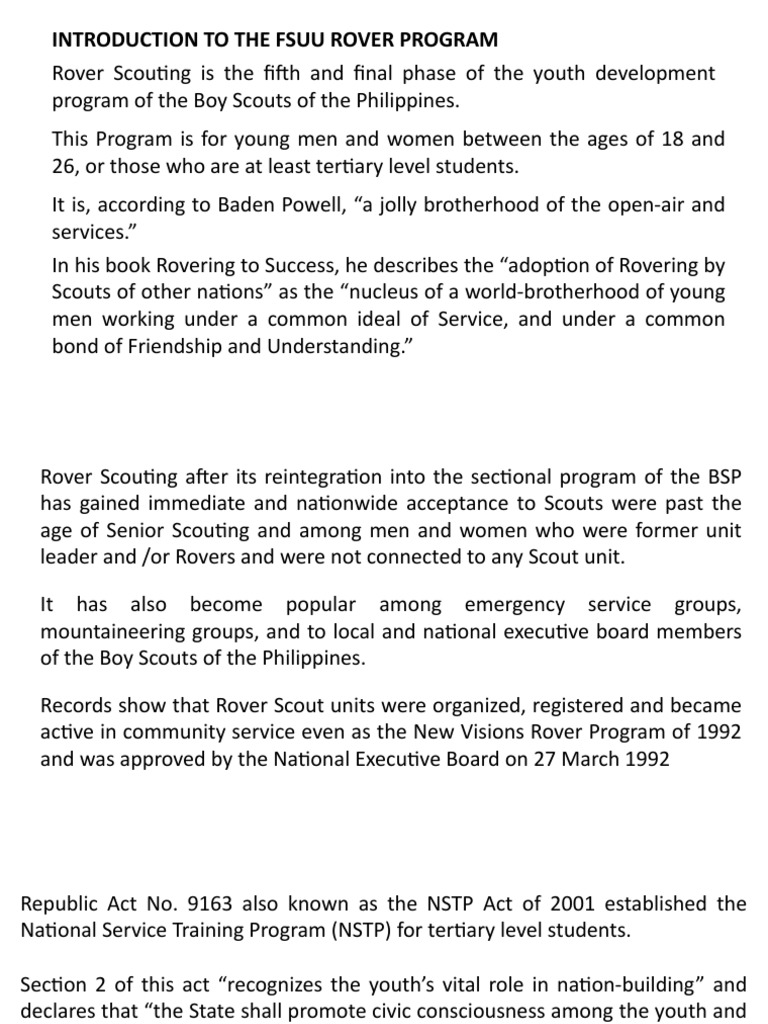 Introduction To The Fsuu Rover Program | PDF | Scouting | Adolescence