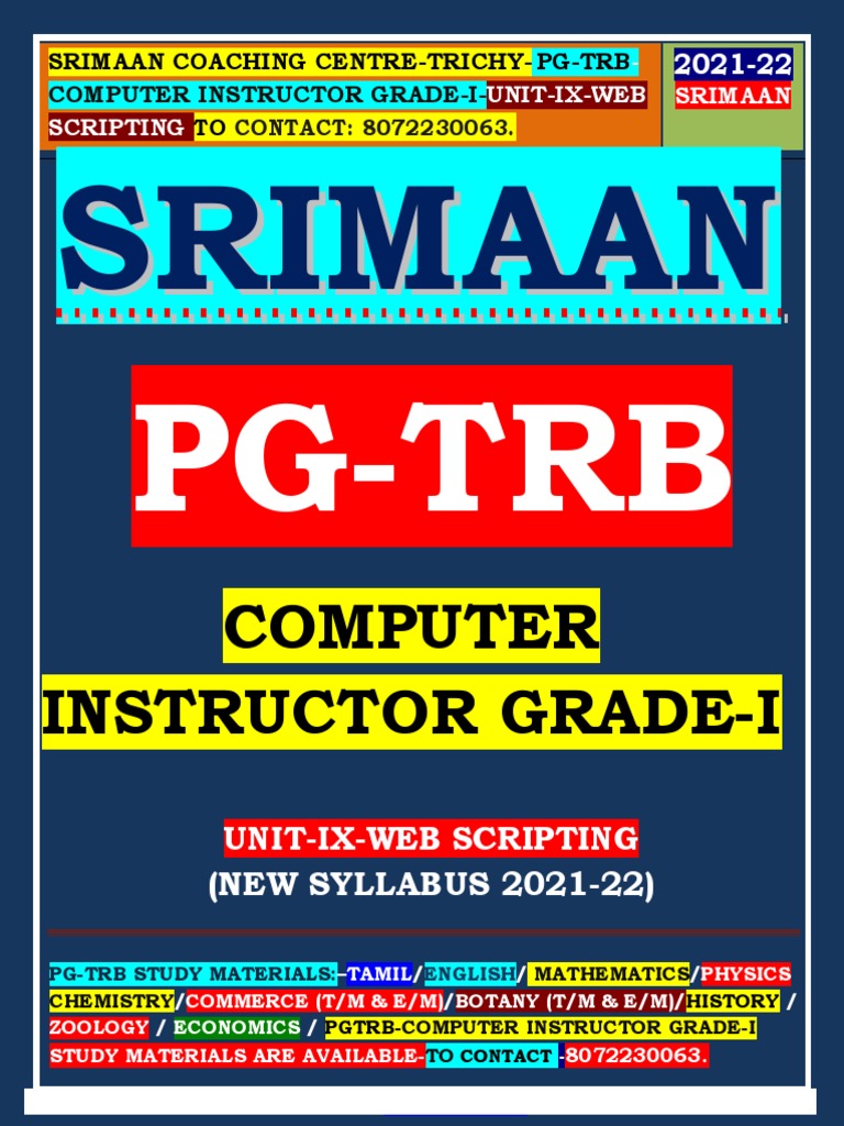 Pg-Trb-Computer Instructor Grade-I-Unit-9-Web Scripting Study Material (2021-2022) - Srimaan ...
