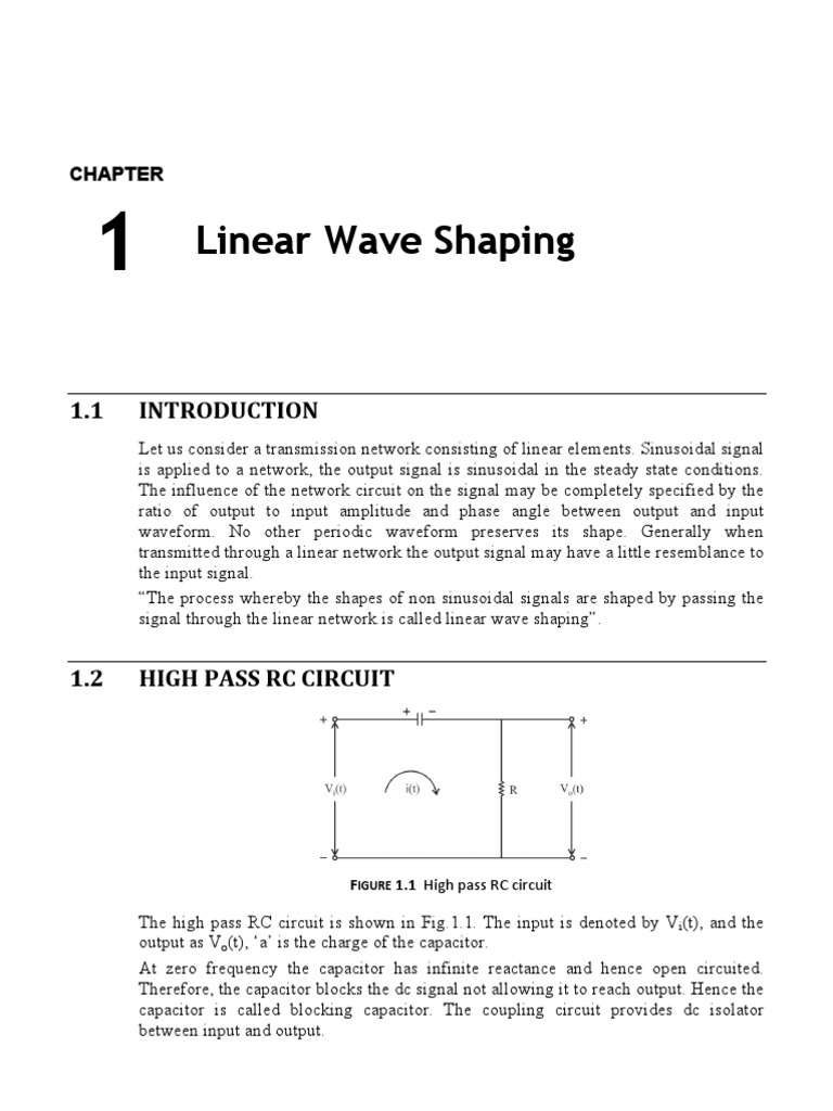 PSC Unit-1 Notes | PDF | Low Pass Filter | Capacitor