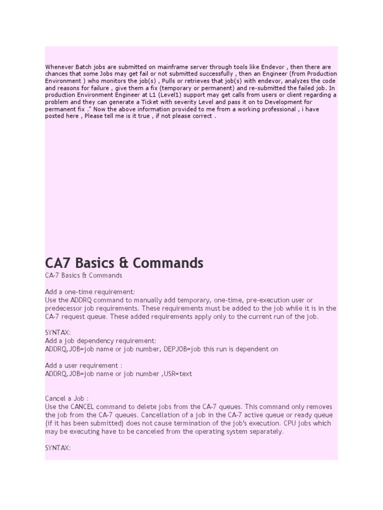 Ca7 Basics And Commands Download Free Pdf Computing Areas Of