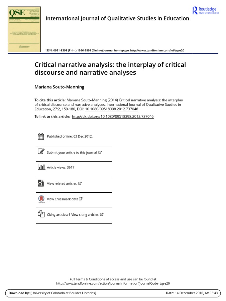 Critical Narrative Analysis: The Interplay of Critical Discourse and ...