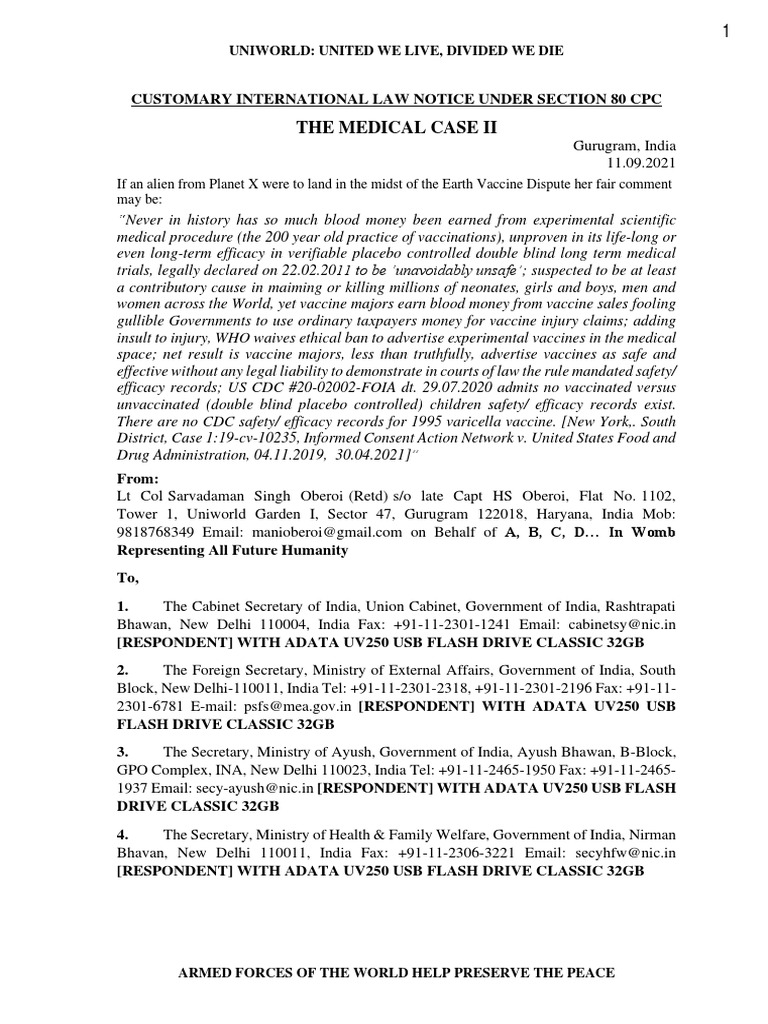 2021.09.11 Second Notice Section 80 CPC and Crimes Against Humanity ...