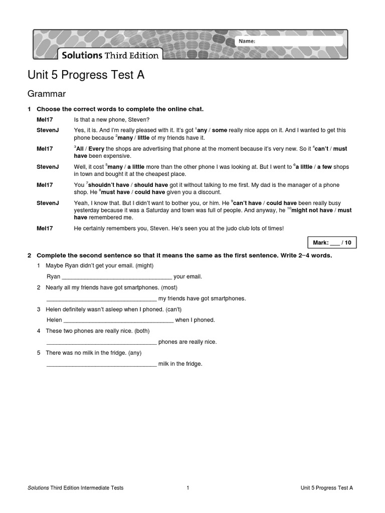 Unit 5 Progress Test A: Grammar | PDF | Space | Social Media