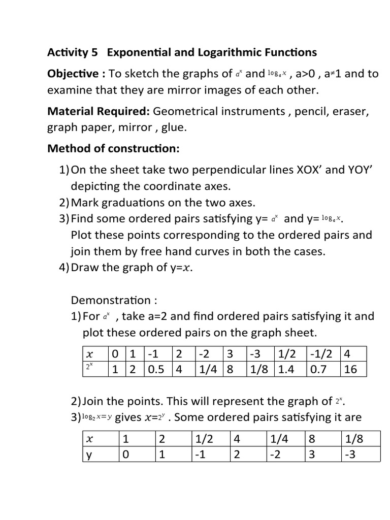 Graphing Exponential and Logarithmic Functions | PDF