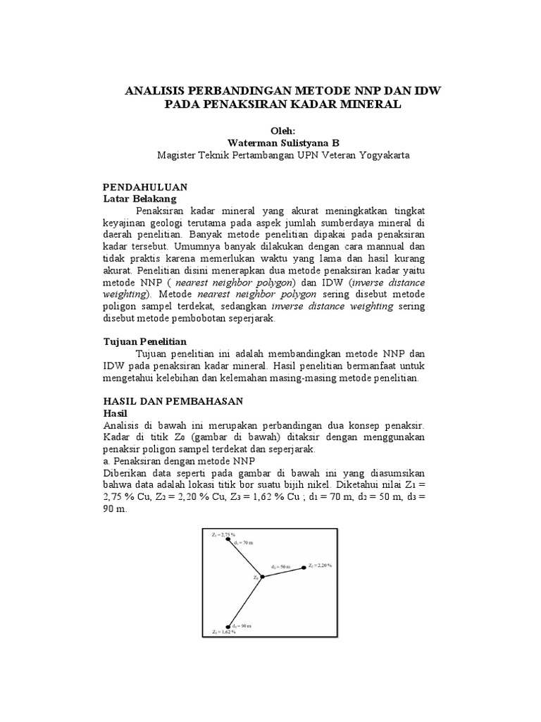 Perbandingan Metode NNP dan IDW Mineral | PDF