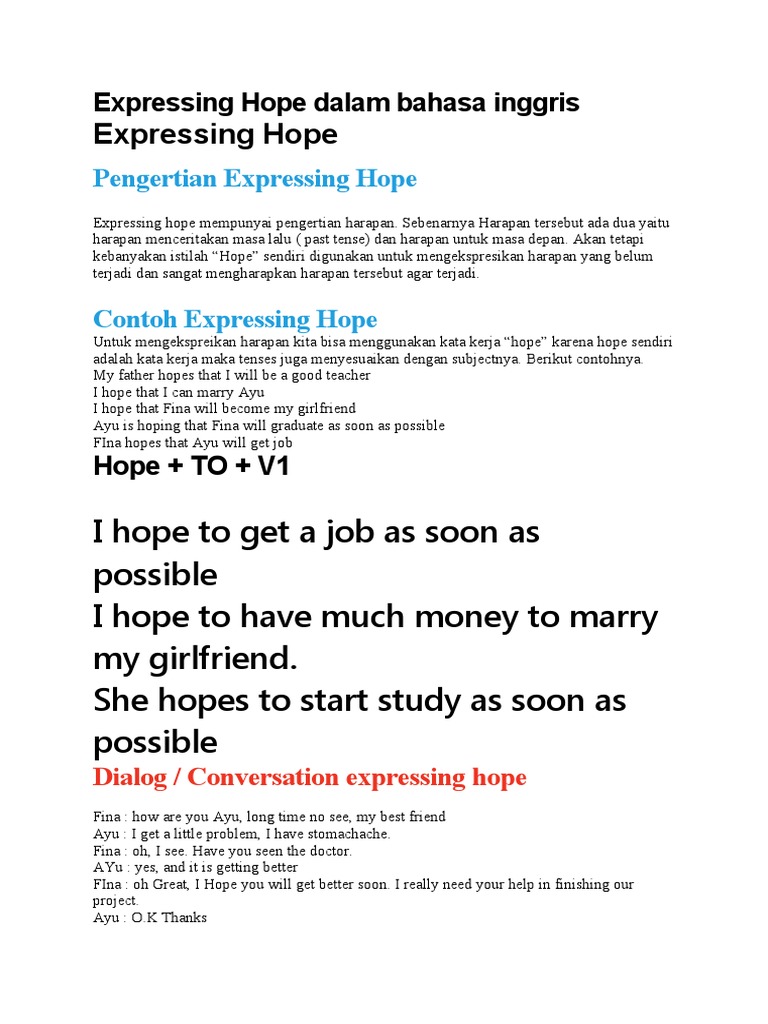 Expressing Hope Dalam Bahasa Inggris | PDF | Seni & Disiplin Bahasa