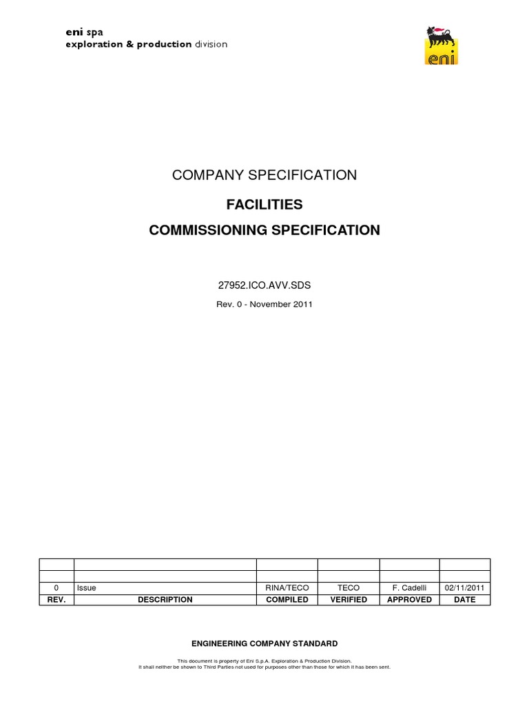 Eni Commissioning Standard | PDF | Electrical Engineering ...
