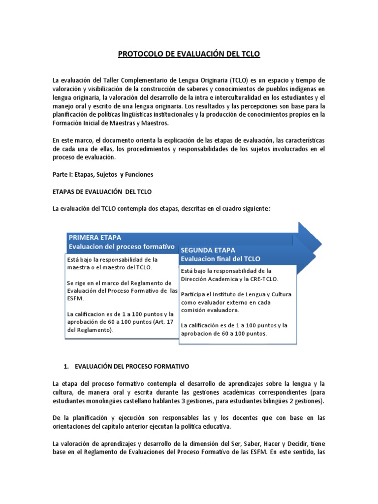 Protocolo de Evalua Del Tclo 2018 | PDF | Evaluación | Prueba (evaluación)