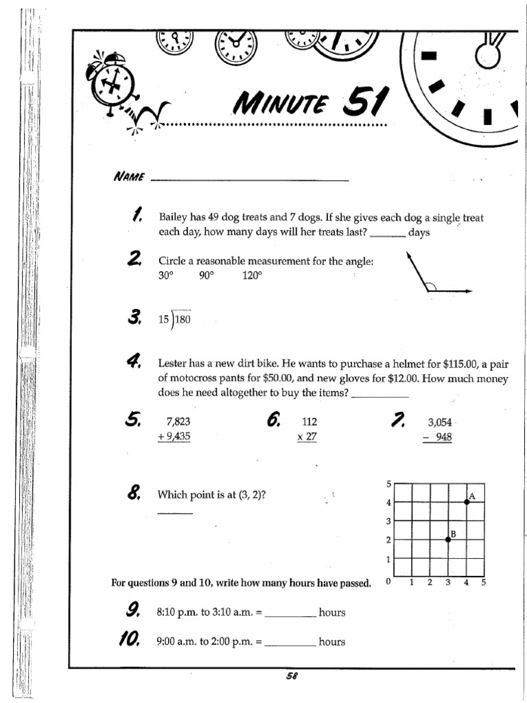 The 4th Grade Math Minutes 51-100 | PDF