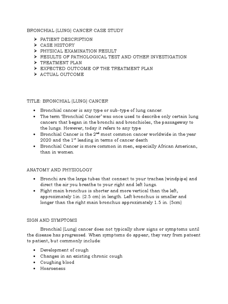 Bronchial Cancer Case Study | PDF | Lung Cancer | Cancer