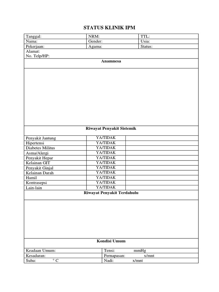 STATUS KLINIK Dan KONTROL IPM - Template | PDF