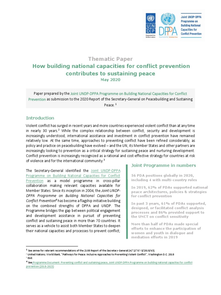 UNDP - UNDPA ThematicPaper SGReport 2020 | PDF | Peacebuilding | United ...