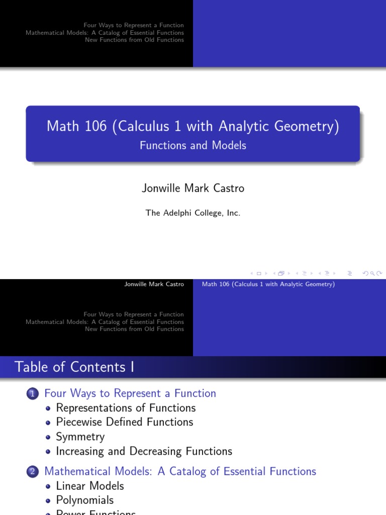 Math 106 Module 1 Beamer | PDF | Function (Mathematics) | Exponentiation