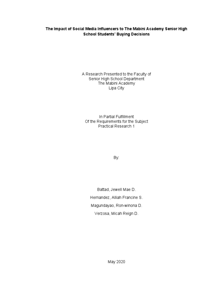 Social Media Influencers' Impact on Students | PDF | Popular Culture ...