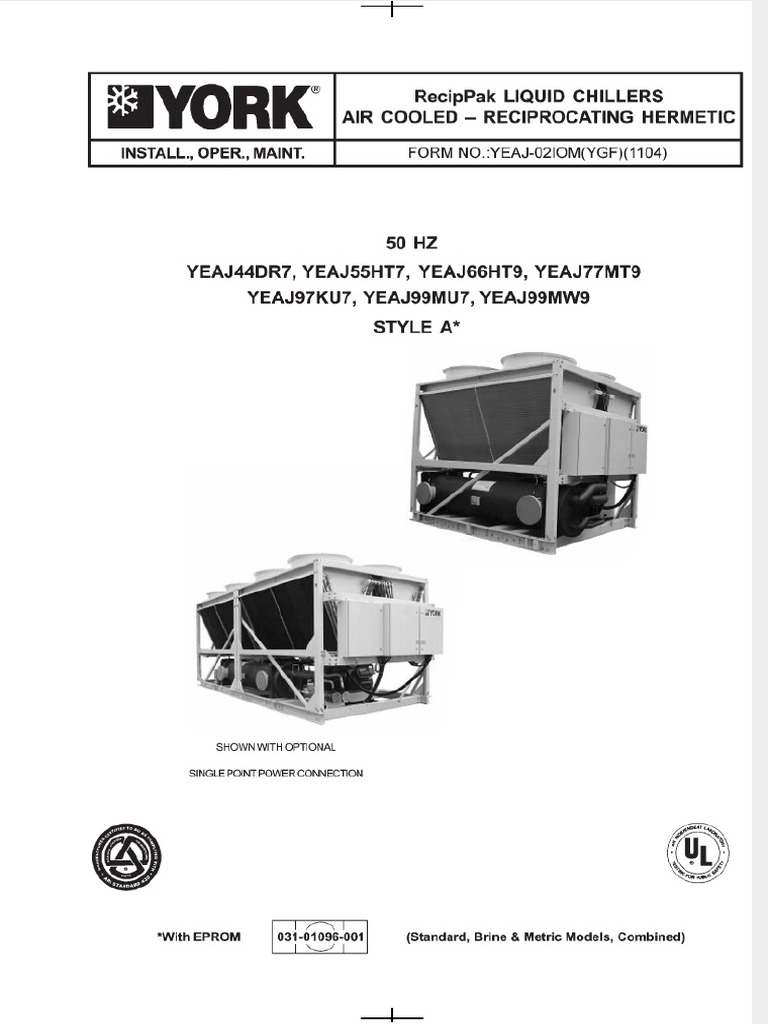 York Yeaj Chiller Manual | PDF | Valve | Building Engineering