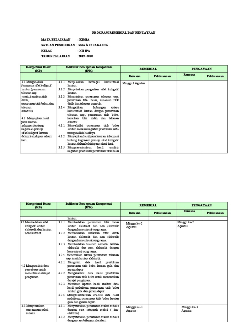 10.program Remedial Dan Pengayaan | PDF | Sains & Matematika