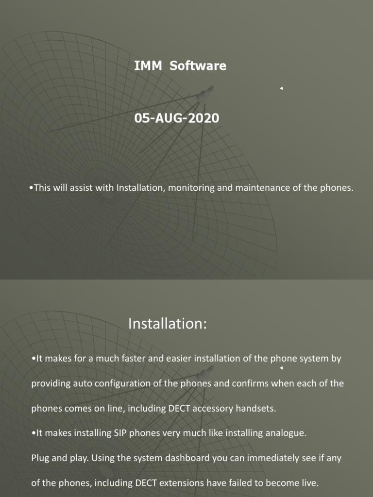 IMM Software: - This Will Assist With Installation, Monitoring and ...