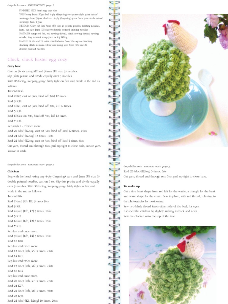 Chicken Egg Cozy Free Pattern | PDF | Knitting | Yarn
