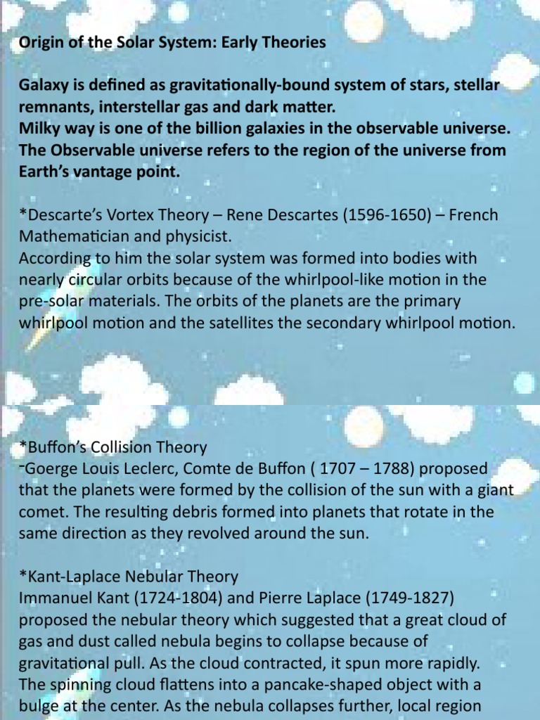 Origin of The Solar System - Early Theories | PDF | Solar System ...