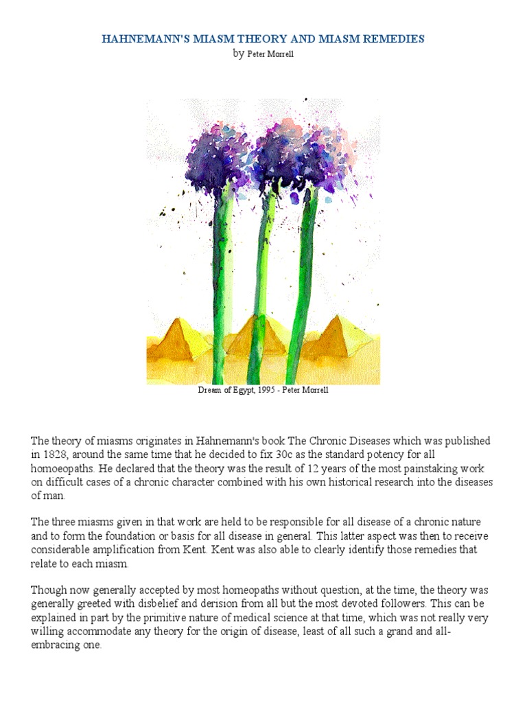 Hahnemann'S Miasm Theory and Miasm Remedies: Peter Morrell | PDF ...