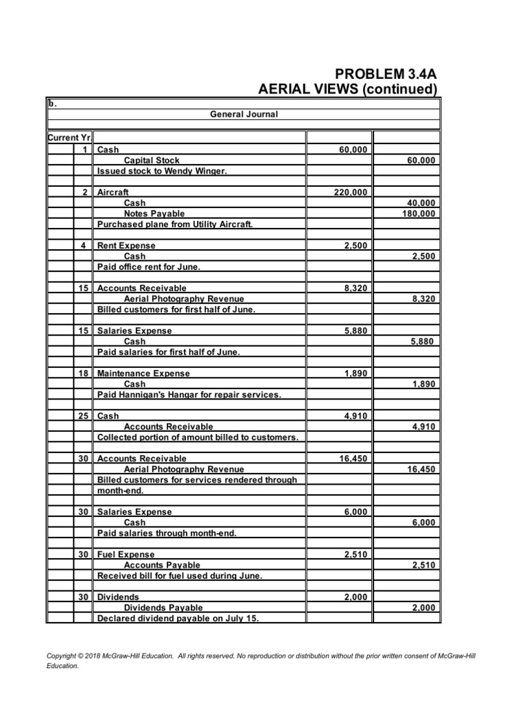 CH3 Solution For Problem 3.4A | PDF | Debits And Credits | Expense