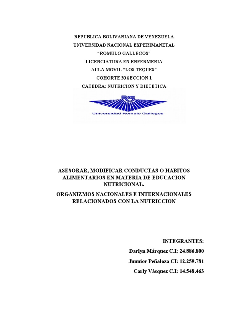 Asesorar, Modificar Conductas o Habitos Alimentarios en Materia de ... Asesorar, Modificar Conductas o Habitos Alimentarios en Materia de ...