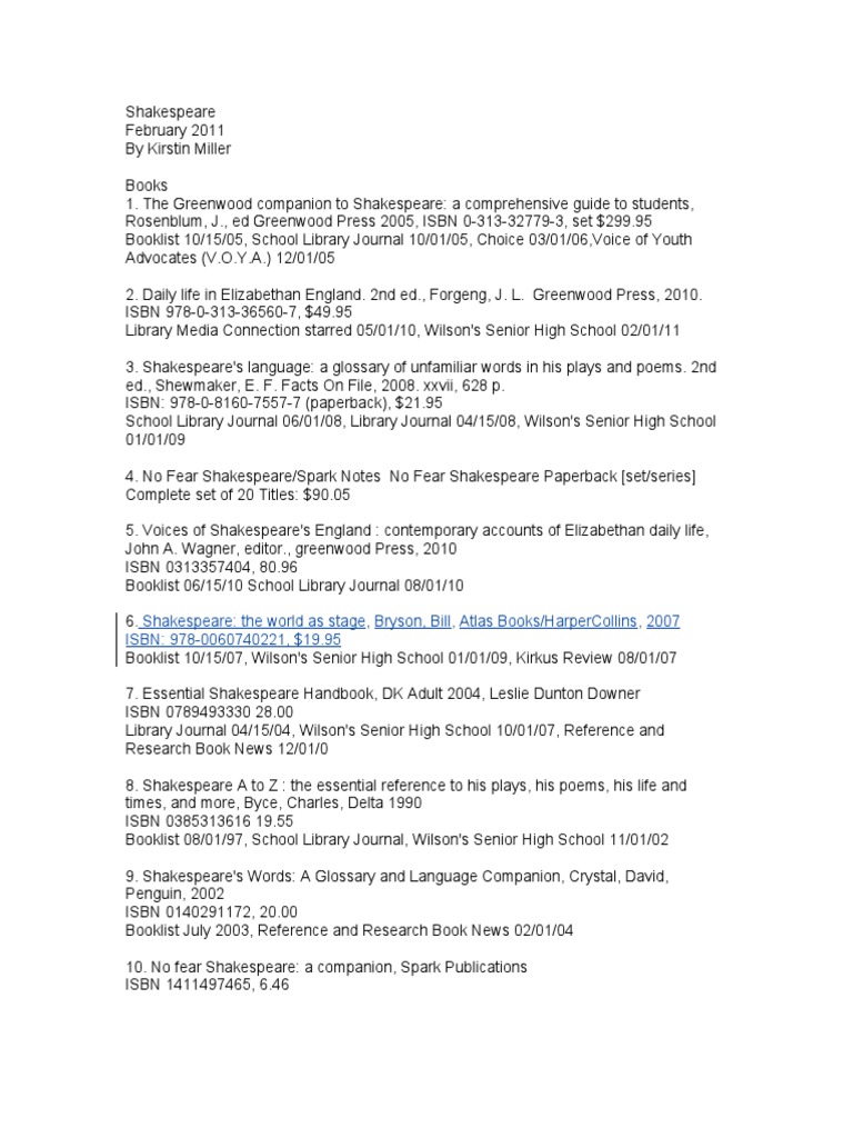 Shakespeare bibliography | William Shakespeare | Books