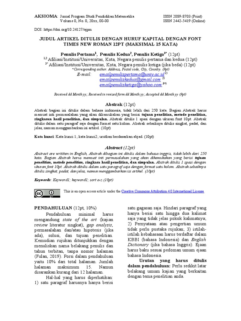 Template Jurnal Aksioma 2021 | PDF