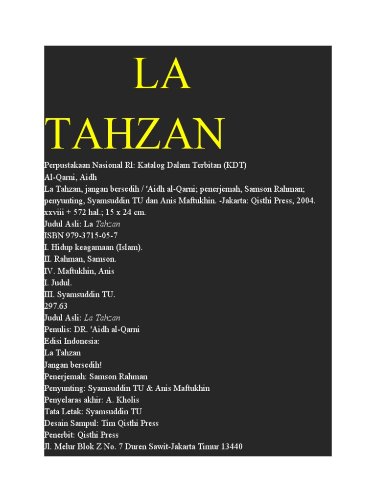 La Tahzan | PDF