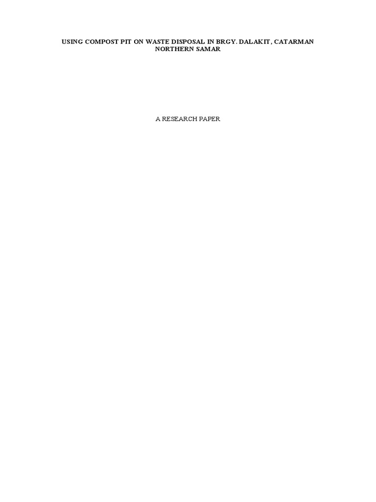 Assessing the Use of Compost Pits as a Sustainable and Cost-Effective ...