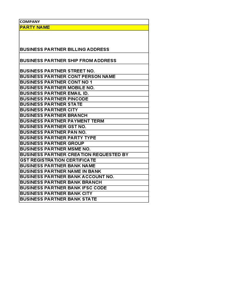 Vendor Customer Creation Form | PDF