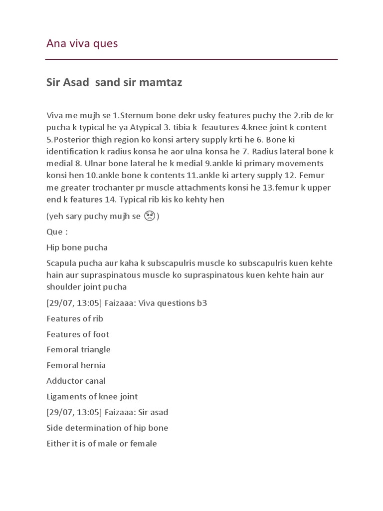 Sir Asad Sand Sir Mamtaz: Ana Viva Ques | PDF | Human Leg | Hip